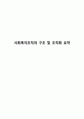 사회복지조직의 구조 및 조직화 요약-1페이지