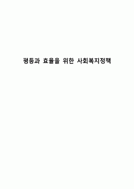 평등과 효율을 위한 사회복지정책-1페이지