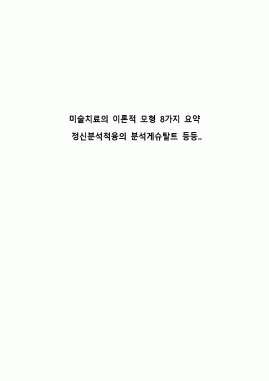 미술치료의 이론적 모형 8가지 요약 정신분석적융의 분석게슈탈트 등등..-1페이지