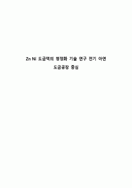 Zn Ni 도금액의 청정화 기술 연구 전기 아연 도금공장 중심-1페이지