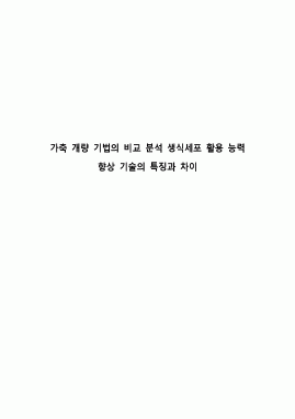 가축 개량 기법의 비교 분석 생식세포 활용 능력 향상 기술의 특징과 차이-1페이지