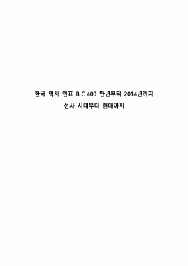 한국 역사 연표 B C 400 만년부터 2014년까지 선사 시대부터 현대까지-1페이지