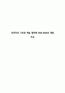 유전자의 기초와 게놈 염색체 DNA RNA의 개념 비교-1페이지