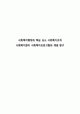 사회복지행정의 핵심 요소 사회복지조직 사회복지관리 사회복지프로그램의 개념 탐구-1페이지