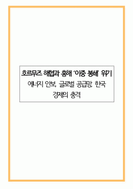 호르무즈 해협과 홍해 ‘이중 봉쇄’ 위기 - 에너지 안보, 글로벌 공급망, 한국 경제의 충격-1페이지