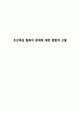 조산족과 탈북자 문제에 대한 종합적 고찰-1페이지