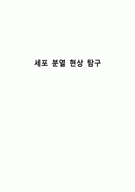 세포 분열 현상 탐구-1페이지