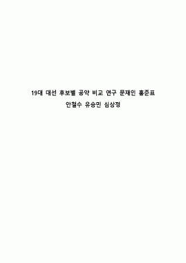 19대 대선 후보별 공약 비교 연구 문재인 홍준표 안철수 유승민 심상정-1페이지