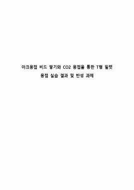 아크용접 비드 쌓기와 CO2 용접을 통한 T형 필렛 용접 실습 결과 및 반성 과제-1페이지