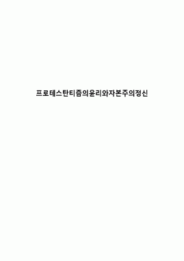 프로테스탄티즘의윤리와자본주의정신-1페이지