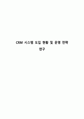 CRM 시스템 도입 현황 및 운영 전략 연구-1페이지