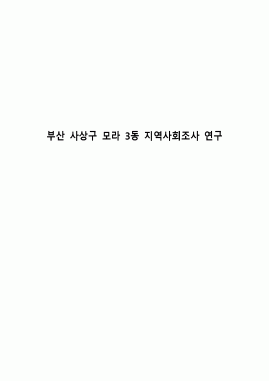 부산 사상구 모라 3동 지역사회조사 연구-1페이지
