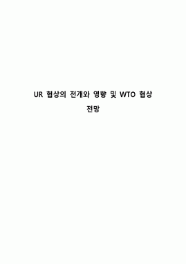 UR 협상의 전개와 영향 및 WTO 협상 전망-1페이지