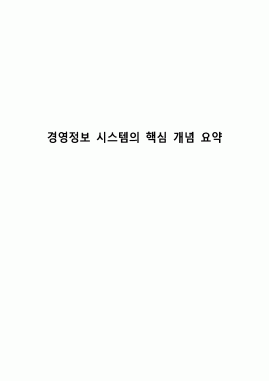 경영정보 시스템의 핵심 개념 요약-1페이지
