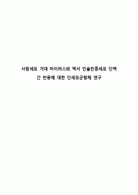 사람세포 거대 바이러스와 백서 인슐린종세포 단백 간 반응에 대한 단세포군항체 연구-1페이지