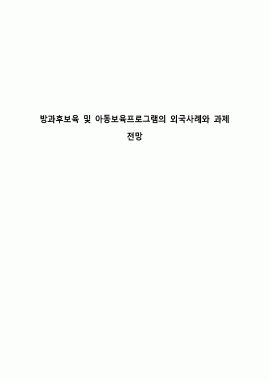 방과후보육 및 아동보육프로그램의 외국사례와 과제 전망-1페이지