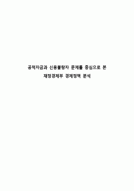 공적자금과 신용불량자 문제를 중심으로 본 재정경제부 경제정책 분석-1페이지