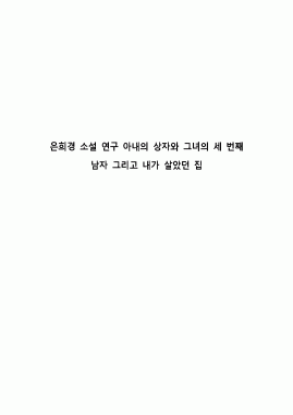 은희경 소설 연구 아내의 상자와 그녀의 세 번째 남자 그리고 내가 살았던 집-1페이지