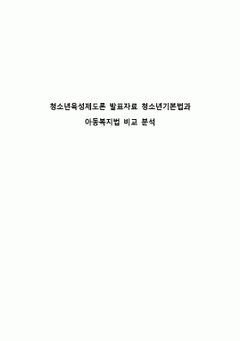 청소년육성제도론 발표자료 청소년기본법과 아동복지법 비교 분석-1페이지