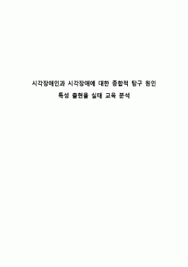 시각장애인과 시각장애에 대한 종합적 탐구 원인 특성 출현율 실태 교육 분석-1페이지