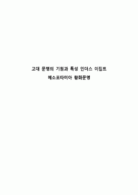 고대 문명의 기원과 특성 인더스 이집트 메소포타미아 황화문명-1페이지