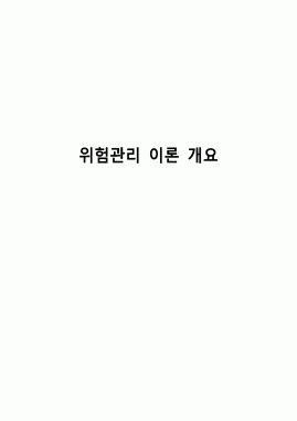 위험관리 이론 개요-1페이지