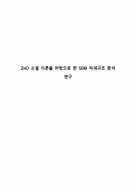 ZnO 소결 이론을 바탕으로 한 SEM 미세구조 분석 연구-1페이지