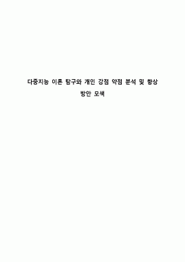 다중지능 이론 탐구와 개인 강점 약점 분석 및 향상 방안 모색-1페이지
