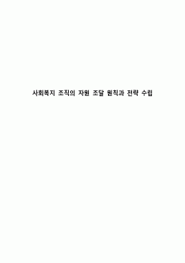 사회복지 조직의 자원 조달 원칙과 전략 수립-1페이지