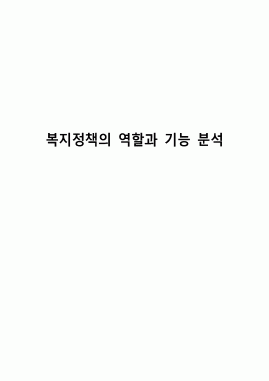 복지정책의 역할과 기능 분석-1페이지