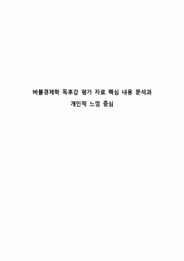 버블경제학 독후감 평가 자료 핵심 내용 분석과 개인적 느낌 중심-1페이지
