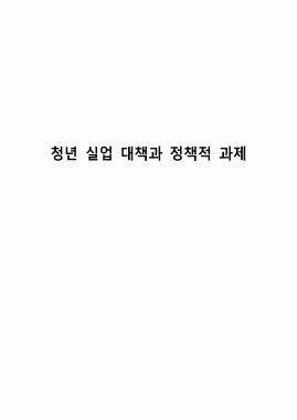 청년 실업 대책과 정책적 과제-1페이지