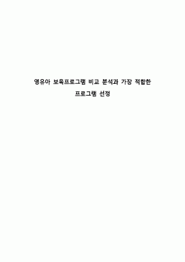 영유아 보육프로그램 비교 분석과 가장 적합한 프로그램 선정-1페이지