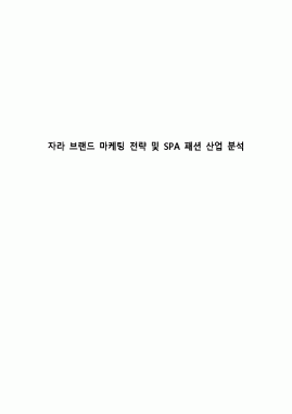 자라 브랜드 마케팅 전략 및 SPA 패션 산업 분석-1페이지