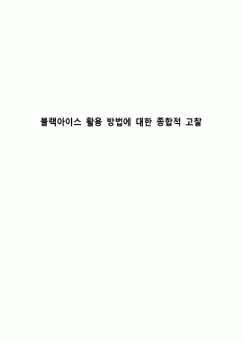 블랙아이스 활용 방법에 대한 종합적 고찰-1페이지