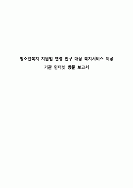 청소년복지 지원법 연령 인구 대상 복지서비스 제공 기관 인터넷 방문 보고서-1페이지
