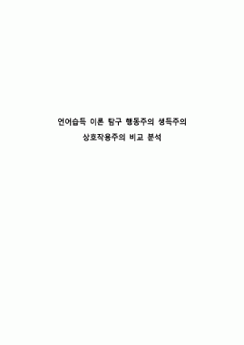 언어습득 이론 탐구 행동주의 생득주의 상호작용주의 비교 분석-1페이지