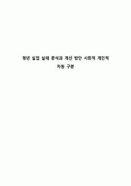 청년 실업 실태 분석과 개선 방안 사회적 개인적 차원 구분-1페이지