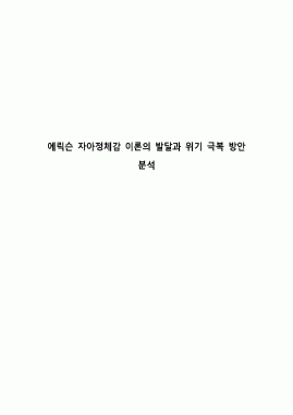 에릭슨 자아정체감 이론의 발달과 위기 극복 방안 분석-1페이지