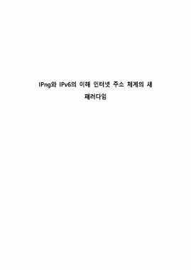IPng와 IPv6의 이해 인터넷 주소 체계의 새 패러다임-1페이지