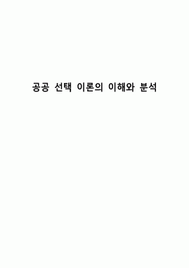 공공 선택 이론의 이해와 분석-1페이지