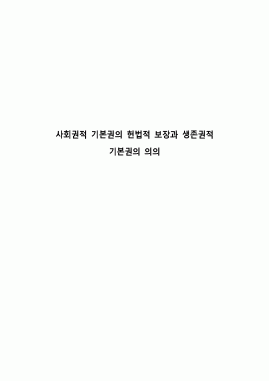 사회권적 기본권의 헌법적 보장과 생존권적 기본권의 의의-1페이지
