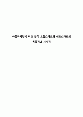 아동복지정책 비교 분석 드림스타트와 헤드스타트의 공통점과 시사점-1페이지