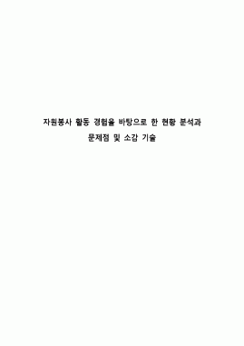 자원봉사 활동 경험을 바탕으로 한 현황 분석과 문제점 및 소감 기술-1페이지