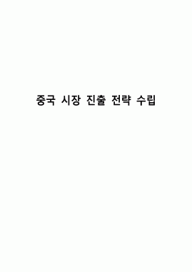 중국 시장 진출 전략 수립-1페이지