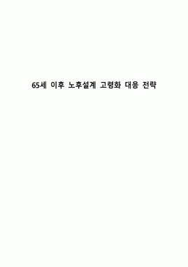 65세 이후 노후설계 고령화 대응 전략-1페이지