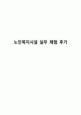 노인복지시설 실무 체험 후기-1페이지