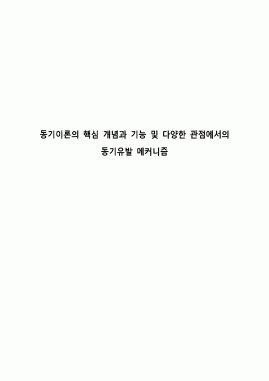 동기이론의 핵심 개념과 기능 및 다양한 관점에서의 동기유발 메커니즘-1페이지