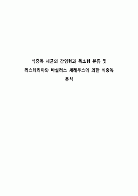 식중독 세균의 감염형과 독소형 분류 및 리스테리아와 바실러스 세레우스에 의한 식중독 분석-1페이지