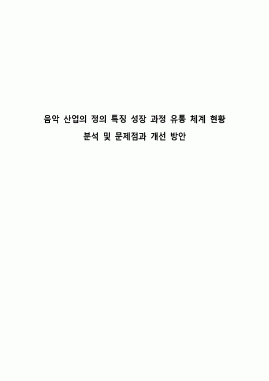 음악 산업의 정의 특징 성장 과정 유통 체계 현황 분석 및 문제점과 개선 방안-1페이지